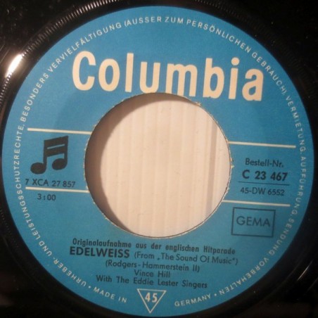 Hill ‎Vince – Edelweiss|1967 Columbia ‎– C 23 467-Single