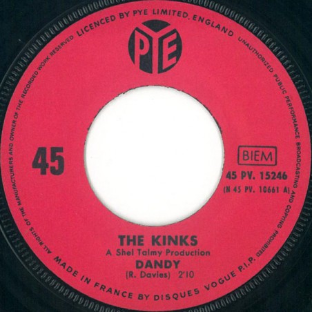 Kinks ‎The – Dandy|1966 Pye Records ‎– 45 PV. 15246-Single