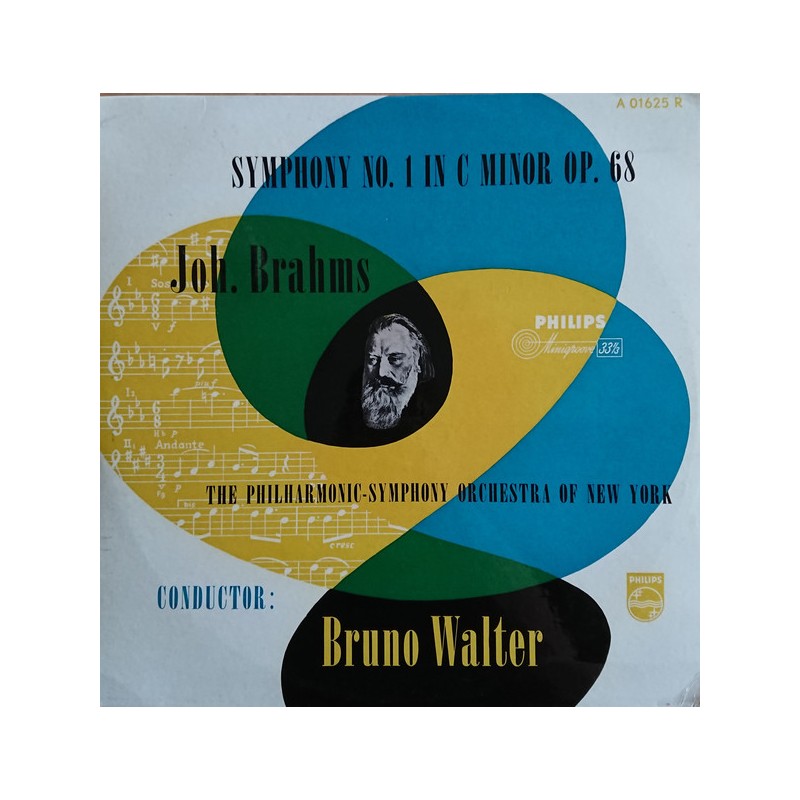 Brahms Johannes-Bruno Walter ‎– Symphony No. 1 In C-minor Op. 68|Philips ‎– A 01625-10" Vinyl