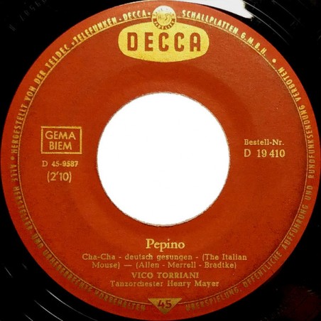 Torriani Vico – Pepino (Pepino The Italian Mouse) |1963 Decca – D 19 ...