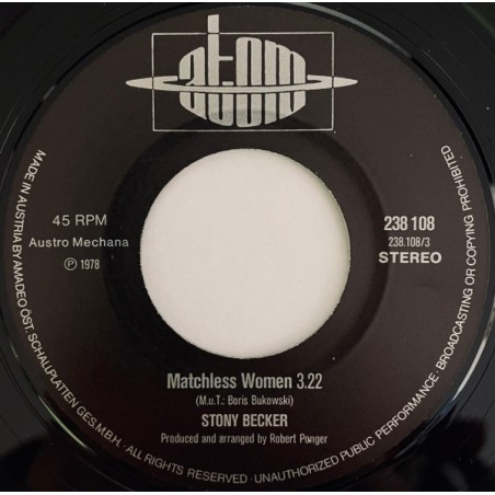 Stony Becker ‎– Matchless Women / Catherine |1978 Atom ‎– 238 108- Single